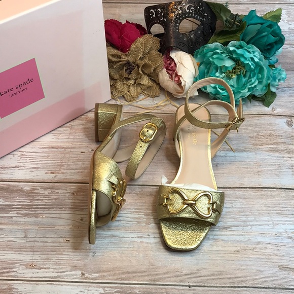 kate spade | Shoes | Kate Spade Gold Lagoon Heart Chain Leather Dress ...